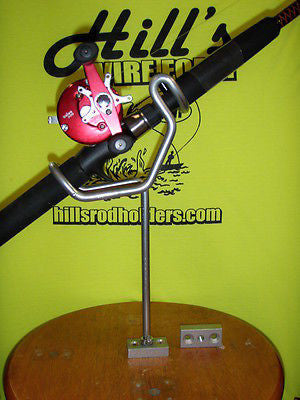 6 - Fishing rod holders uncoated 45 degree 8" stems 2-screw bases Reel ...